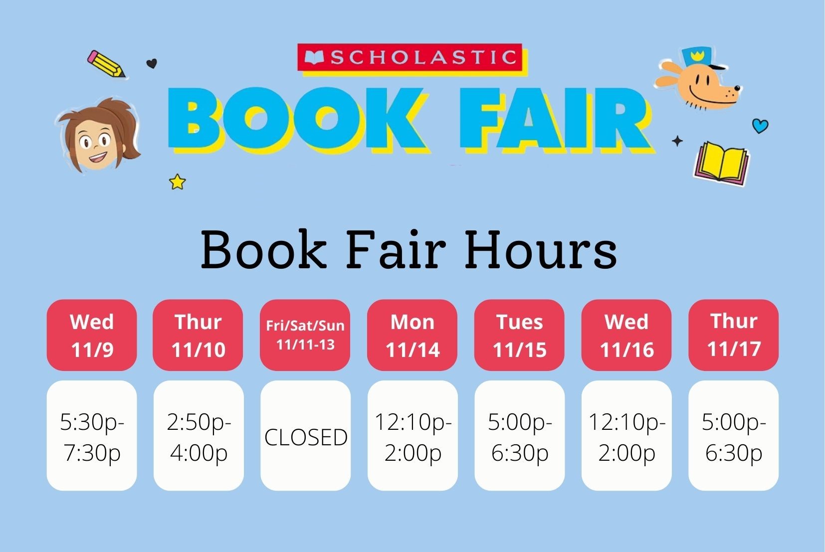 The Book Fair Returns 11/9 - 11/17 - Earhart School PTA